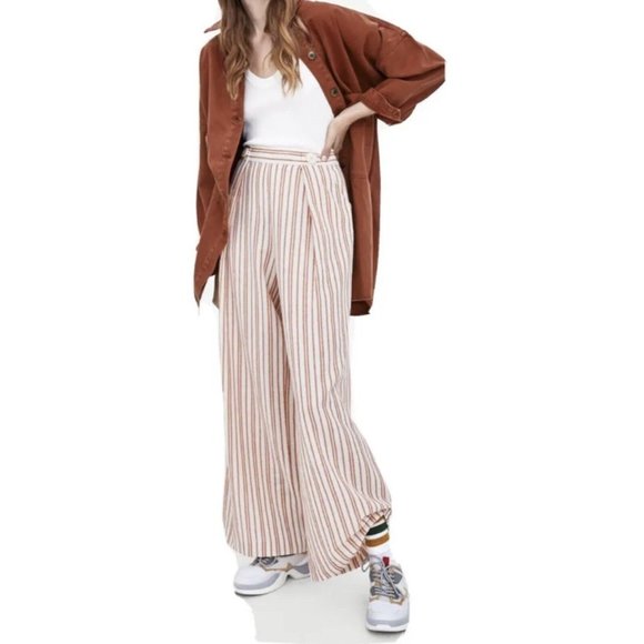 Zara | Pants & Jumpsuits | Zara Trf Collection Striped Wide Leg Flare ...